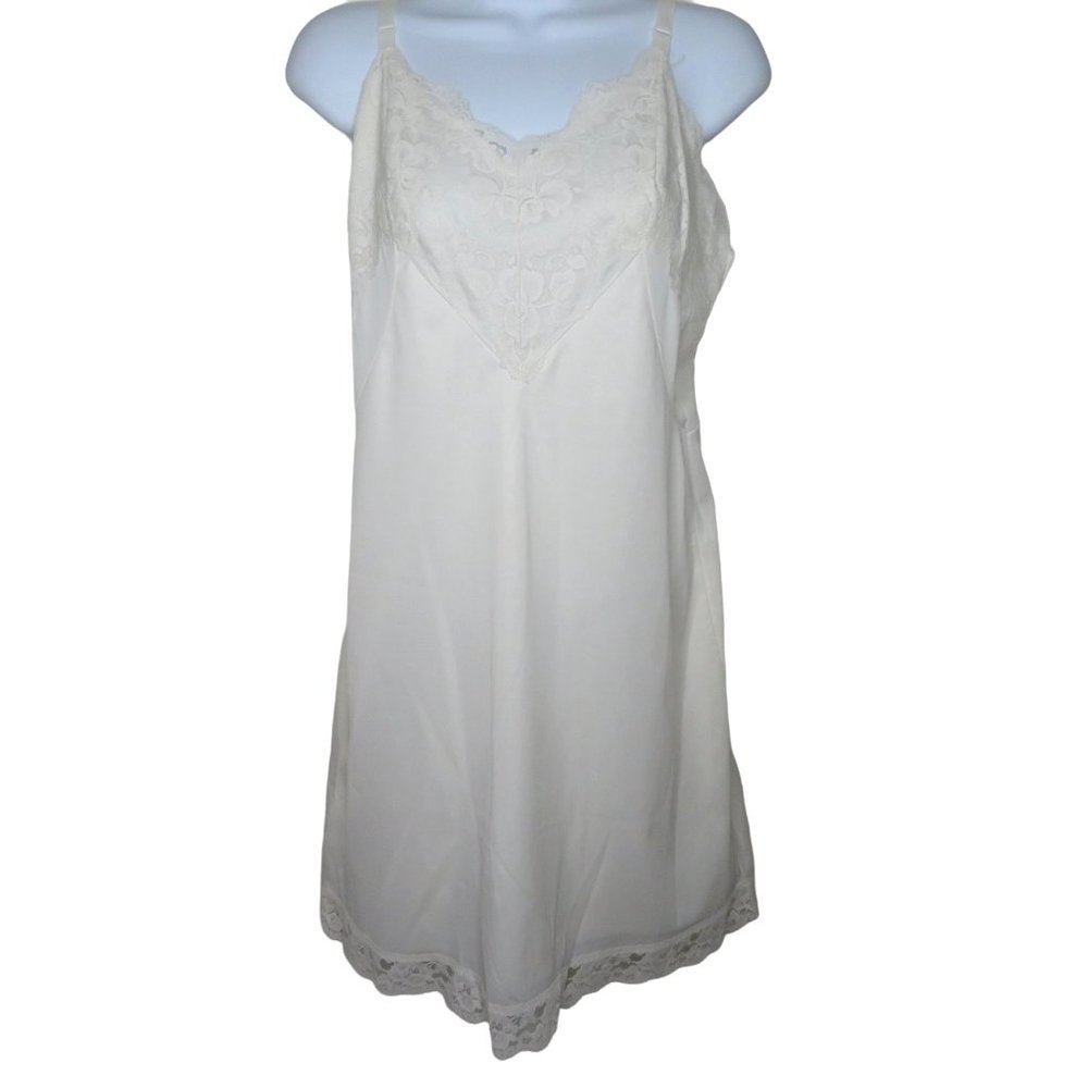 Vintage Sears Nylon Dress Slip White Lace Lined Doesn… - Gem